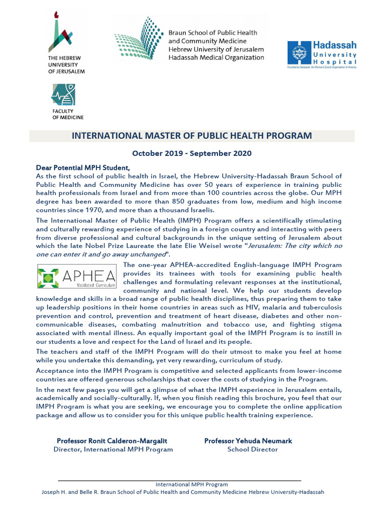 Master of Public Health Brochure | PDF | Public Health | Academic Degree