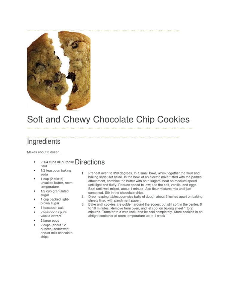 Soft and Chewy Chocolate Chip Cookies | PDF