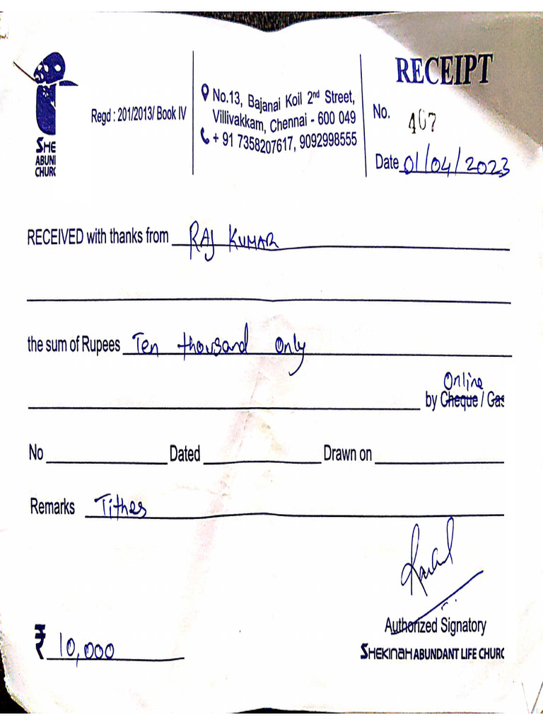 SALC - Tithes Rajkumar K | PDF