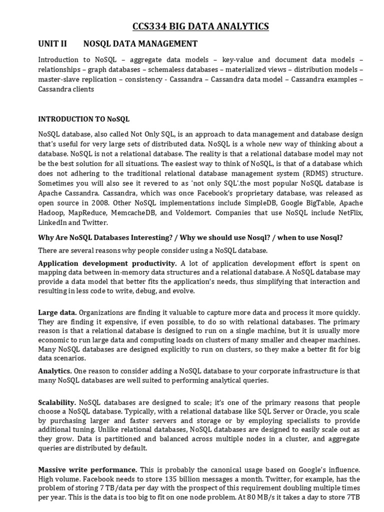 NoSQL Data Management Overview | PDF | No Sql | Databases