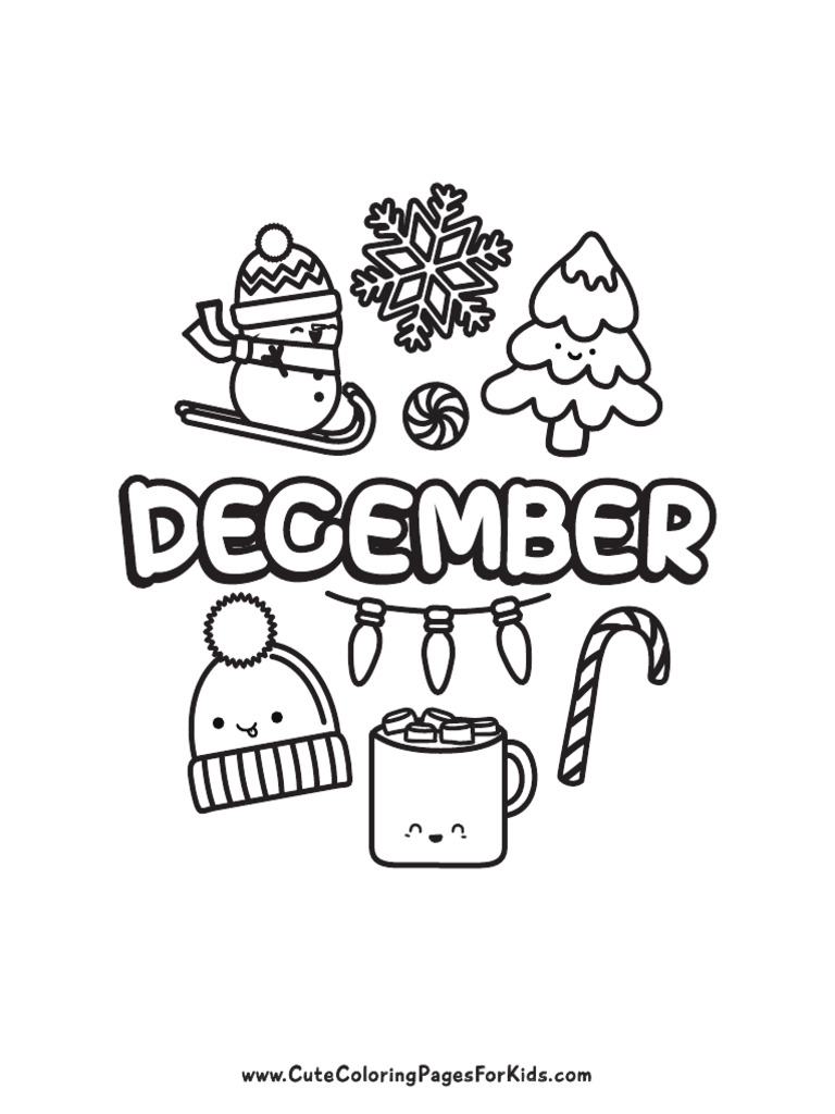 December Coloring Page Free Printable | PDF