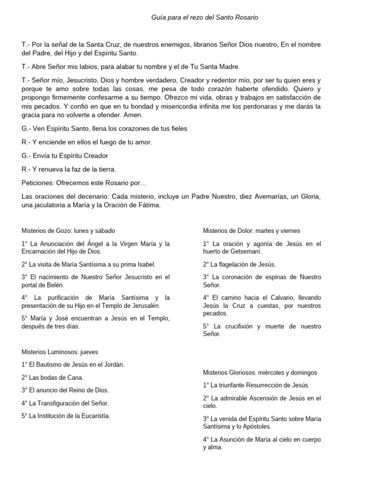 Guía para El Rezo Del Santo Rosario | PDF | María, madre de Jesús ...