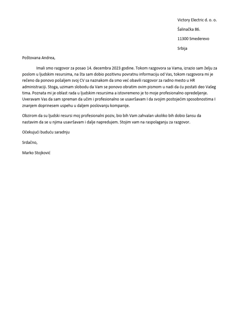 propratno pismo 3 | PDF