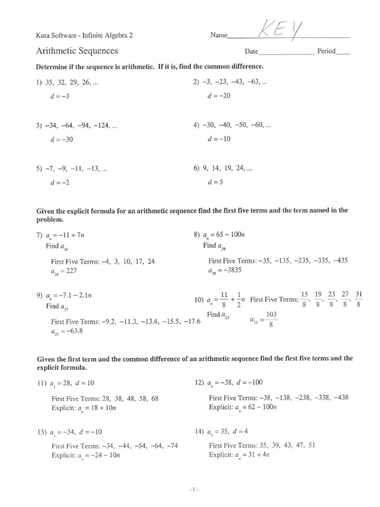 U1 l2 I3 Sequence Practice Key | PDF