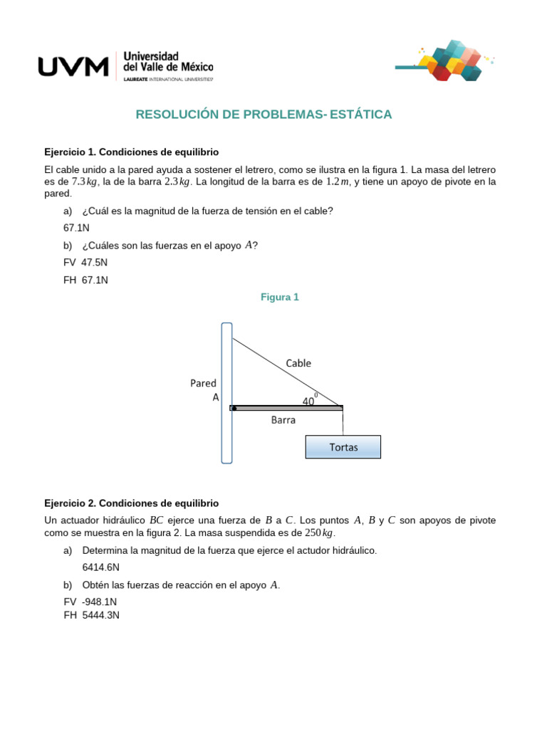 U4_Ejercicios_Estatica | PDF