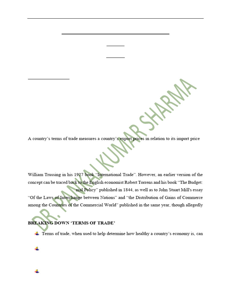 International Business and Trade Unit-3 Part-I | PDF | Terms Of Trade ...
