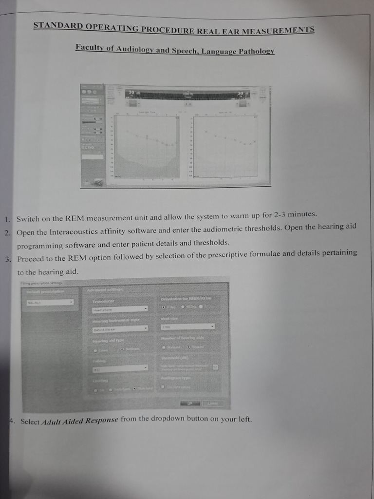 Procedure For Real Ear Measurements | PDF | Hearing | Auditory System