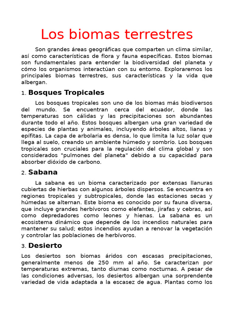 Los biomas terrestres | PDF | Sabana | Desierto
