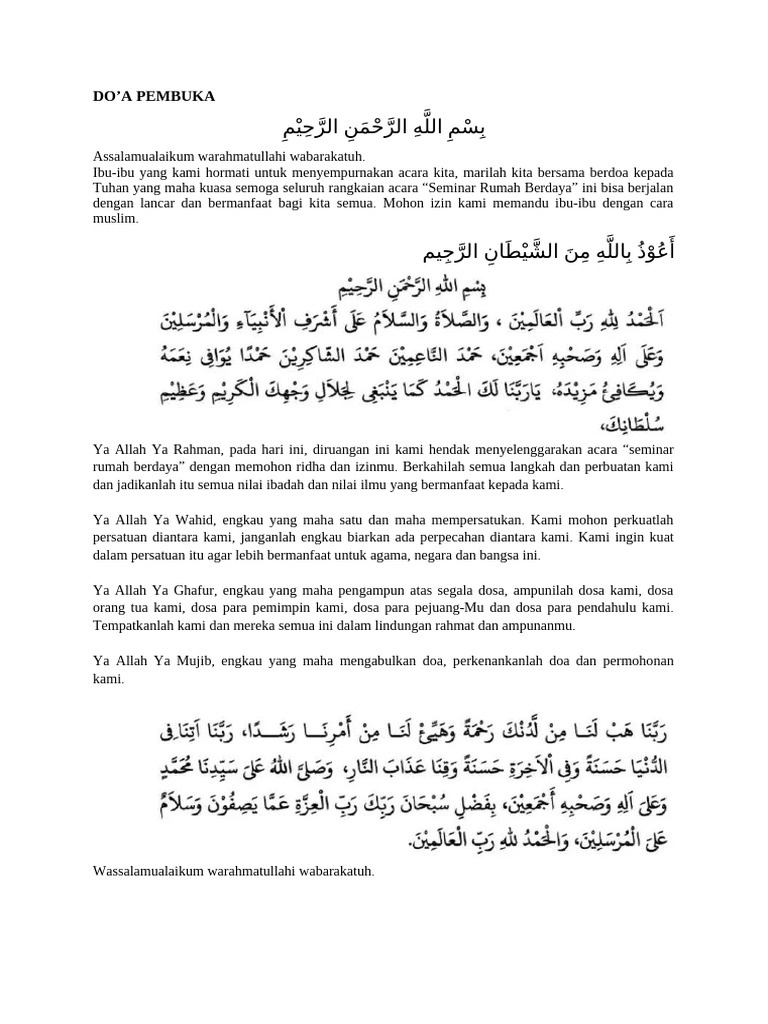 DOA PEMBUKA & PENUTUP | PDF