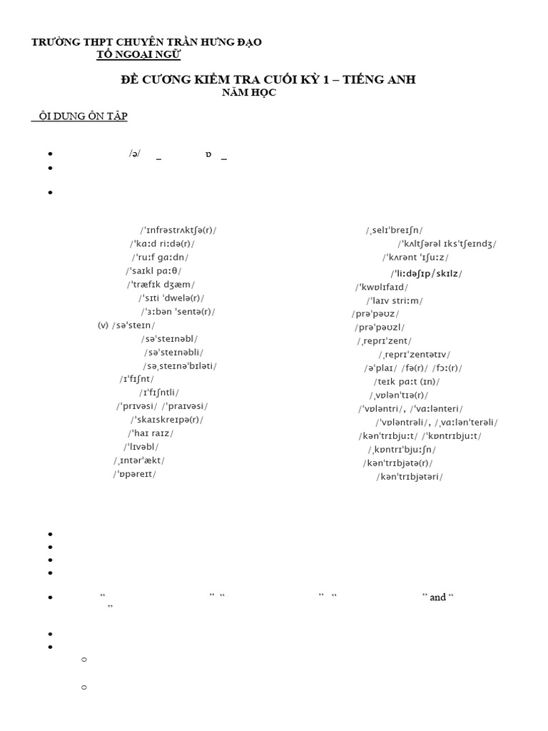 2. HS - ANH11 - ĐỀ CƯƠNG KT CK1 - 24 - 25 | PDF | Verb | Linguistics