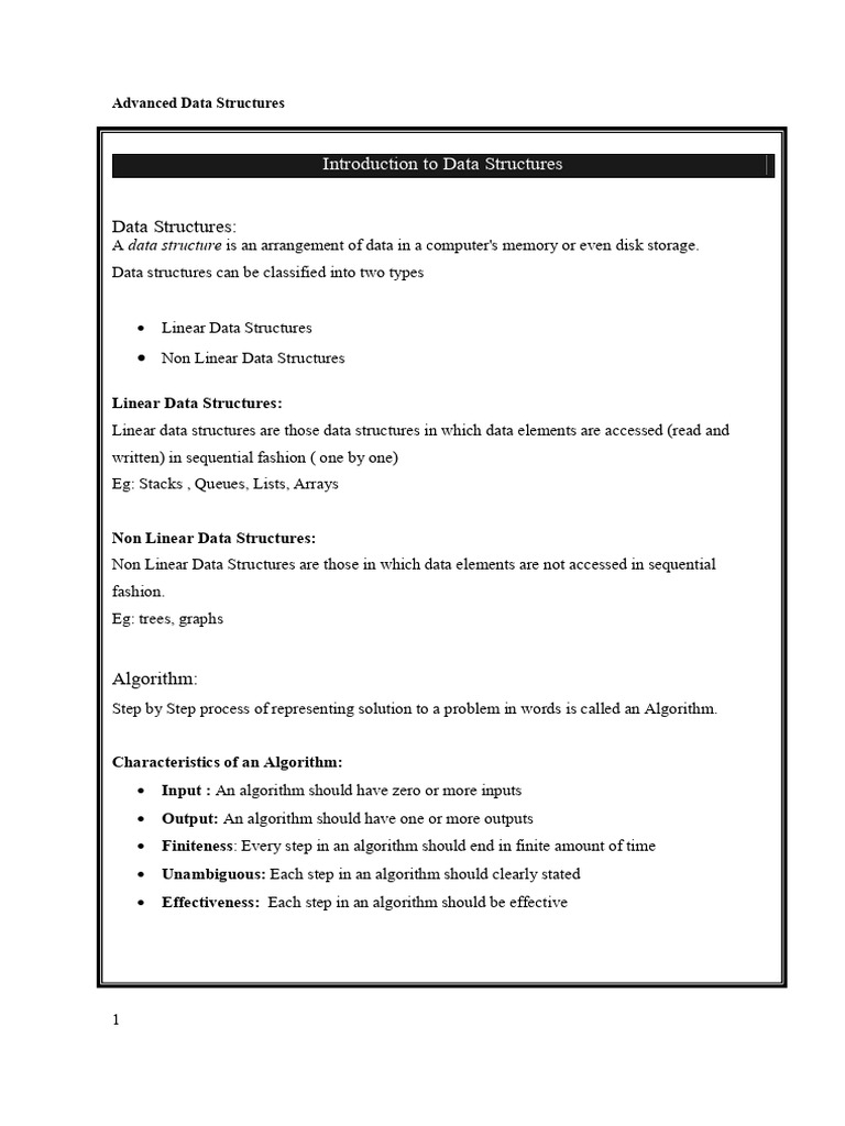 1.DS-notes-introduction | PDF | Queue (Abstract Data Type) | Computer Data