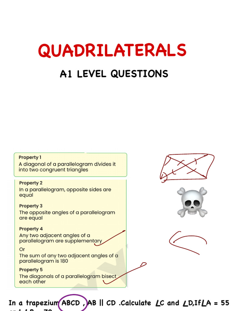 Quadrilaterals - A1 Level Questions | PDF | Rectangle | Geometry