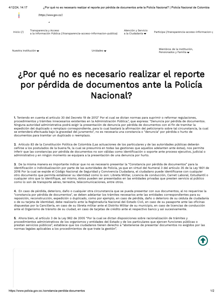 ¿Por Qué No Es Necesario Realizar El Reporte Por Pérdida de Documentos Ante La Policía Nacional ...
