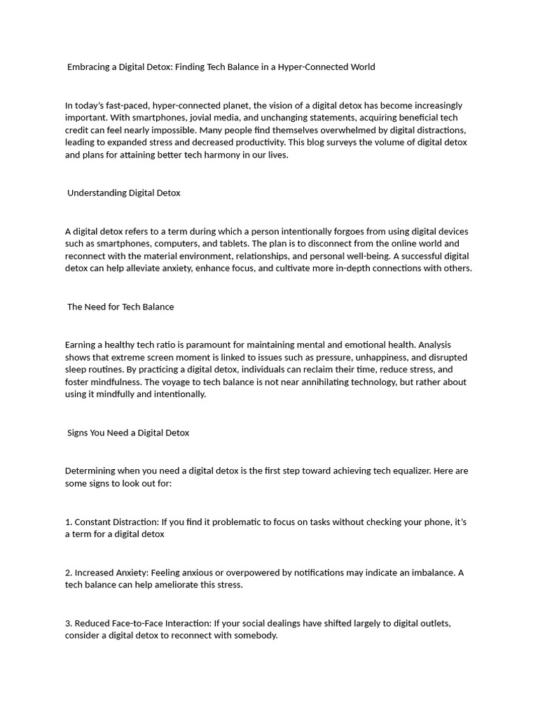 Embracing A Digital Detox | PDF | Mindfulness | Psychology