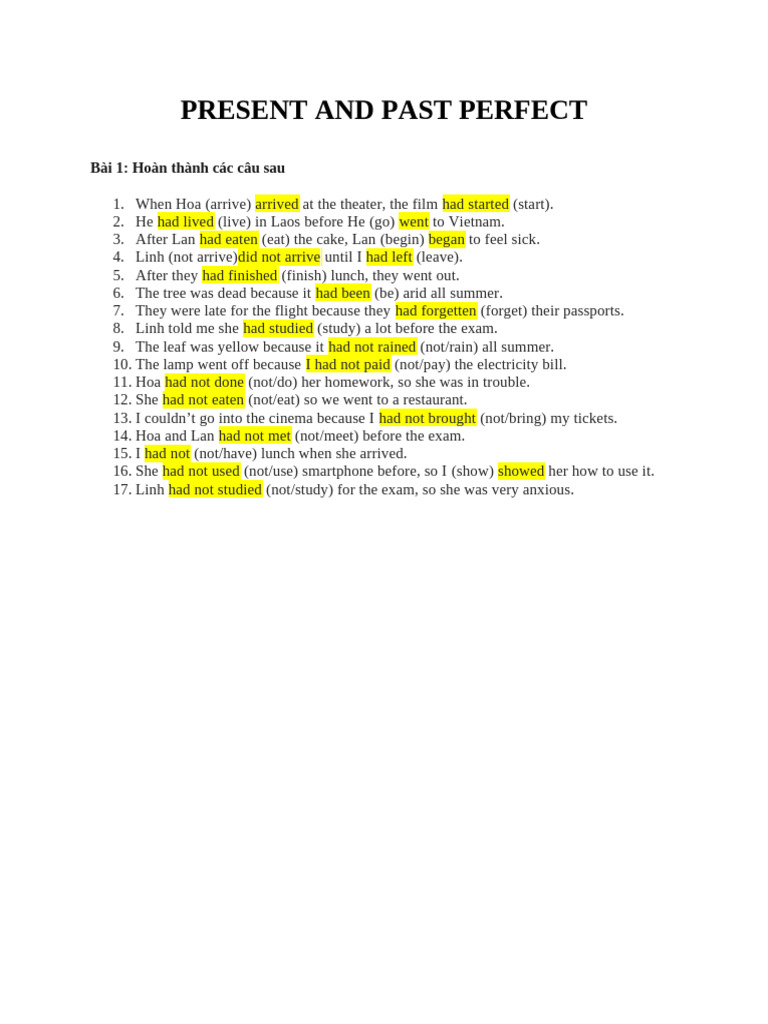 Present and Past Perfect | PDF