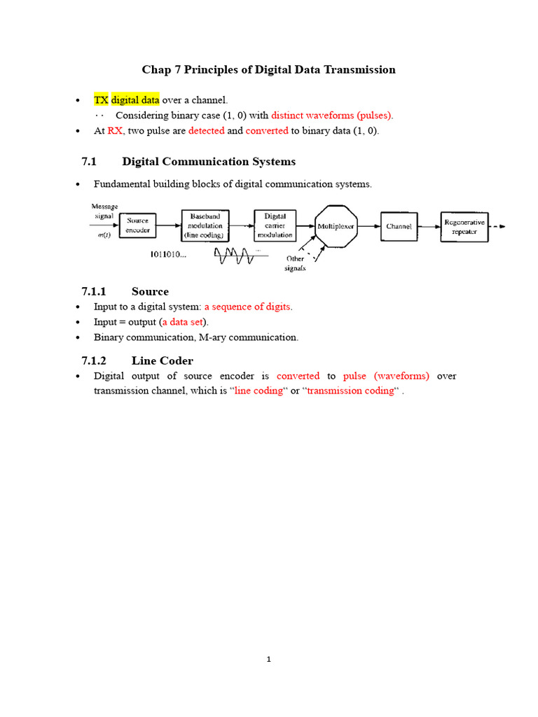 Chapter 7 Principles of Digital Data Transmission | PDF | Sampling (Signal Processing ...