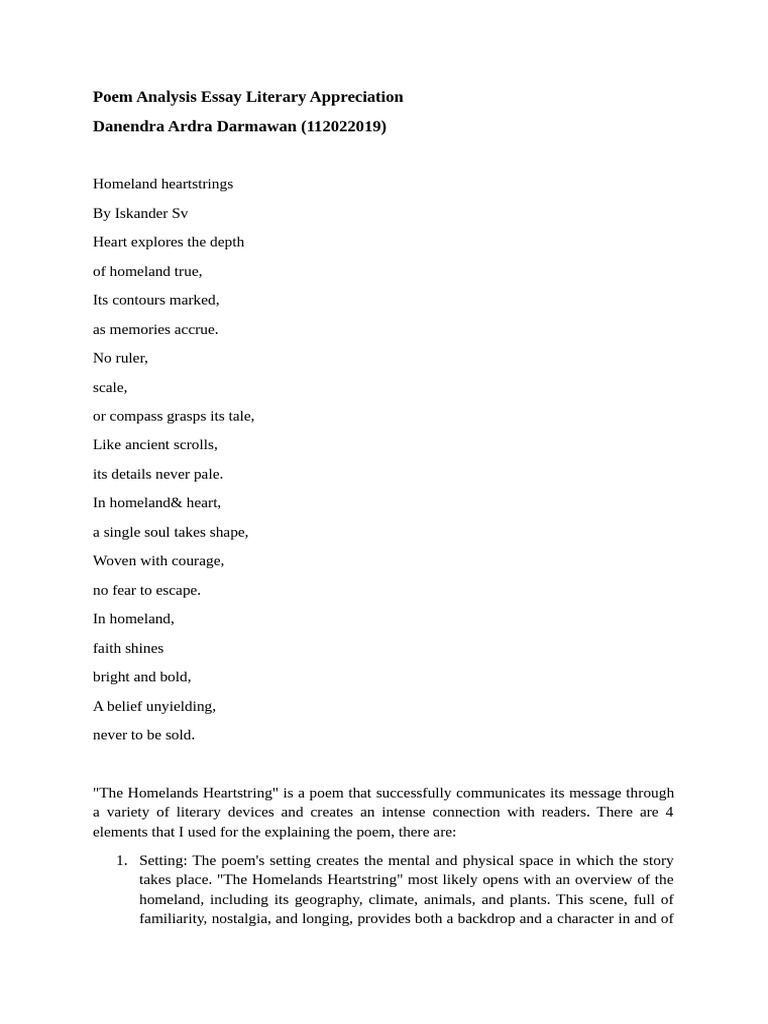 Poem Analysis Essay Literary Appreciation_ DanendraArdraDarmawan ...