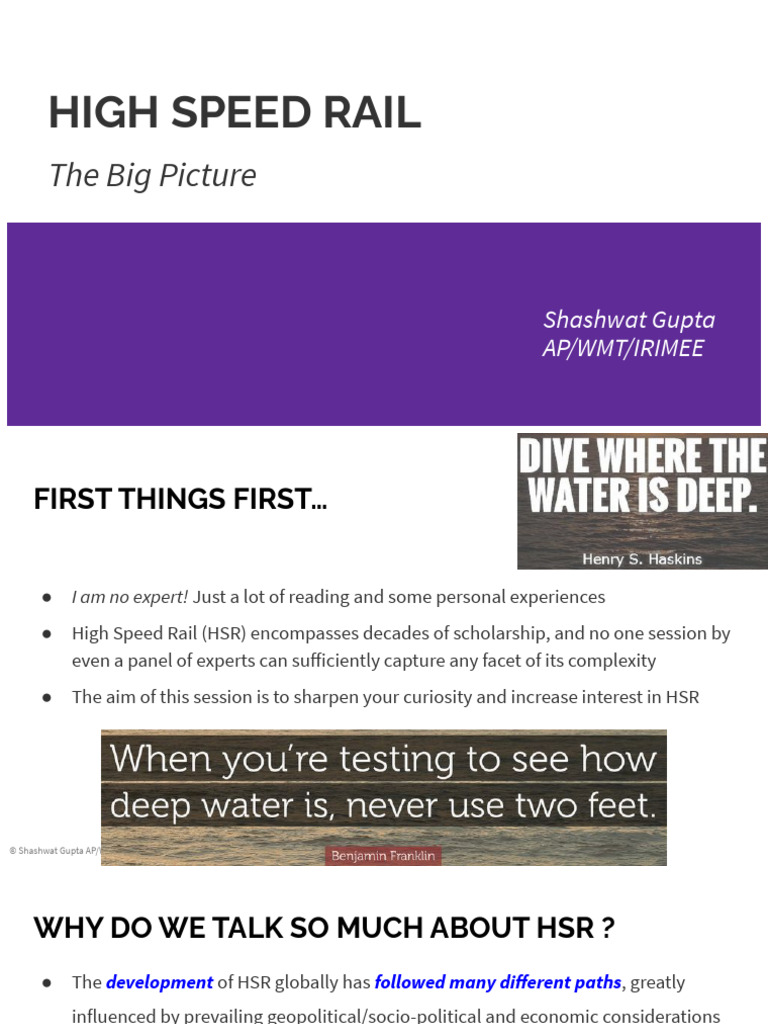 High Speed Rail (HSR) the Big Picture | PDF | High Speed Rail | Rail ...