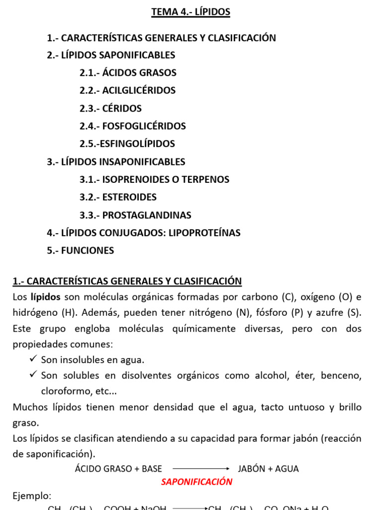 TEMA 4.- LÃ_PIDOS (1) | PDF | Lípido | Ácido graso