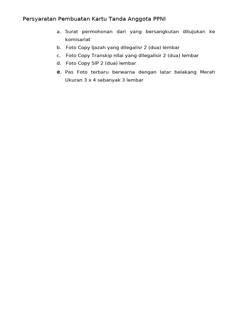 Persyaratan Pembuatan KTA PPNI | PDF