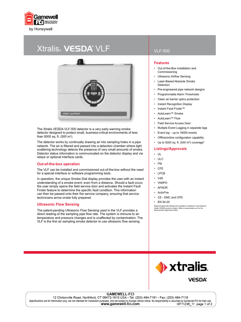 VESDA VLF-500 - Detector de Aspiración | PDF | Manufactured Goods ...