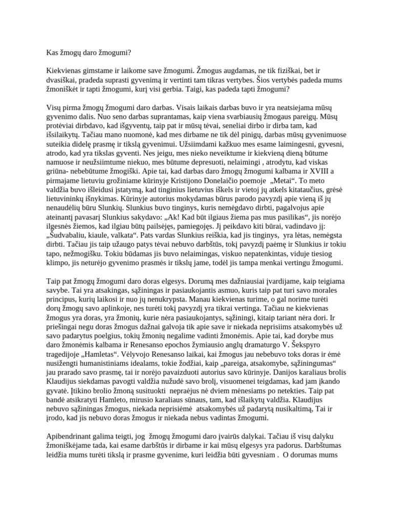 Kas Žmogų Daro Žmogumi Rasinys | PDF