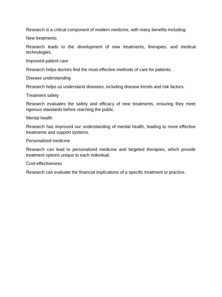 Importance of Research in Medical Field | PDF