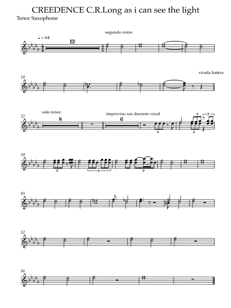 CREEDENCE C.R.Long As I Can See The Light - Tenor Saxophone - 2024-12 ...