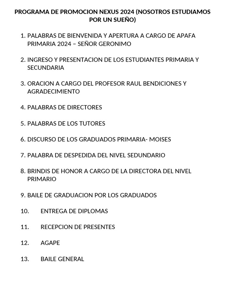 Programa de Promocion Nexus 2024 | PDF