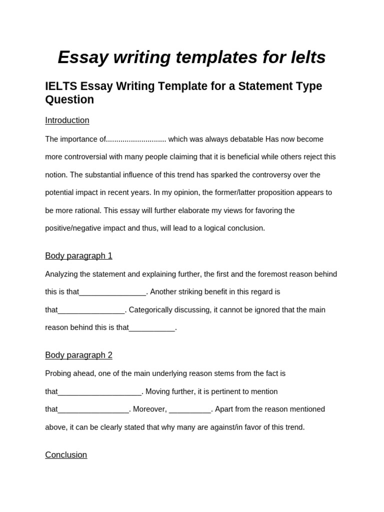 Essay Writing Templates For Ielts | PDF | Reason | Essays