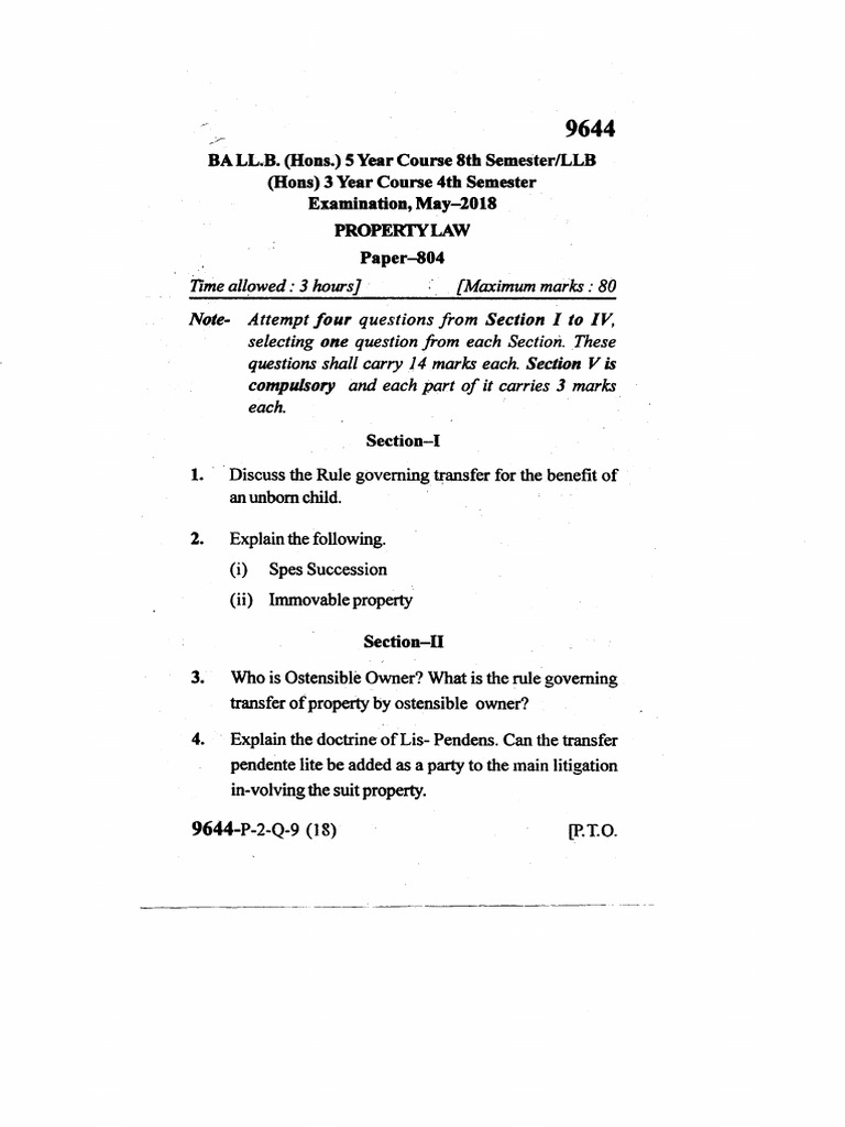 Property Law 9644 May 2018 | PDF