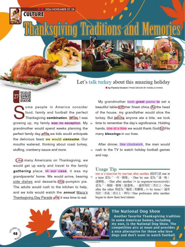 Thanksgiving Traditions and Memories | PDF | Thanksgiving | Foods