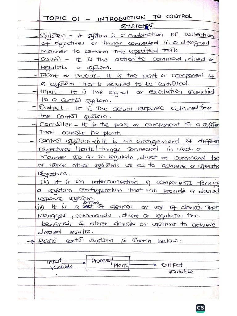 Control Systems Topic 01-Introduction to Control Systems | PDF Control Systems Topic 01-Introduction to Control Systems | PDF