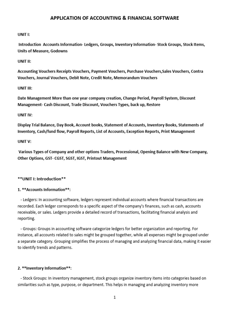 Accounting Software Applications Overview | PDF | Debits And Credits ...