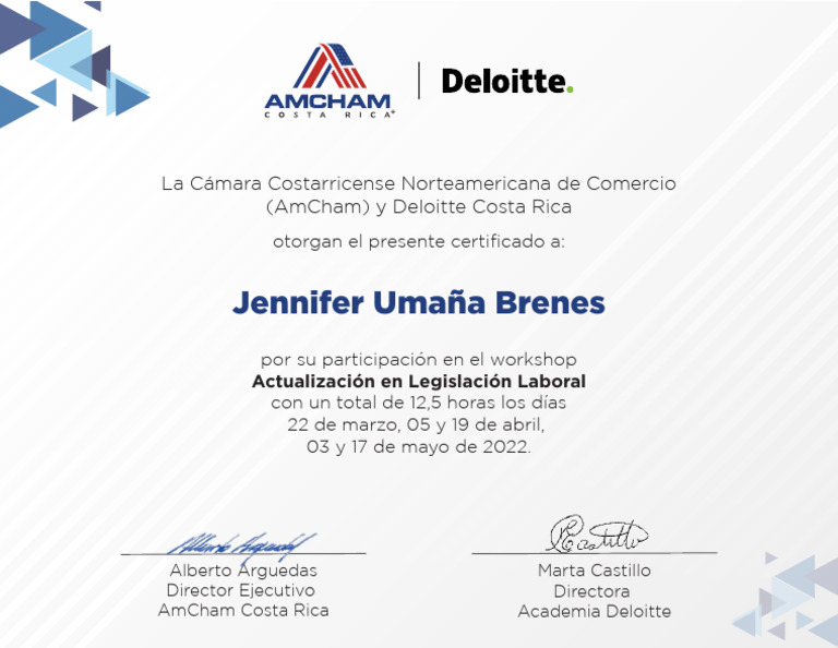 CERTIFICADO - Jennifer Umaña Brenes | PDF