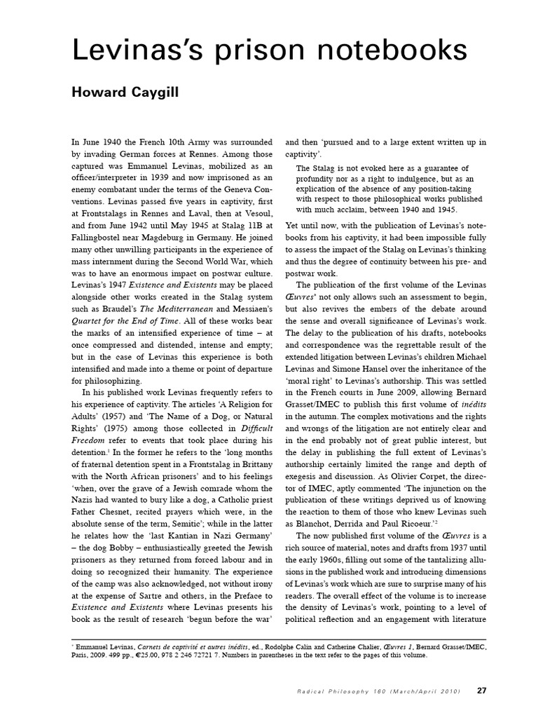 Levinas's Prison Notebooks | PDF | Martin Heidegger | Transcendence ...