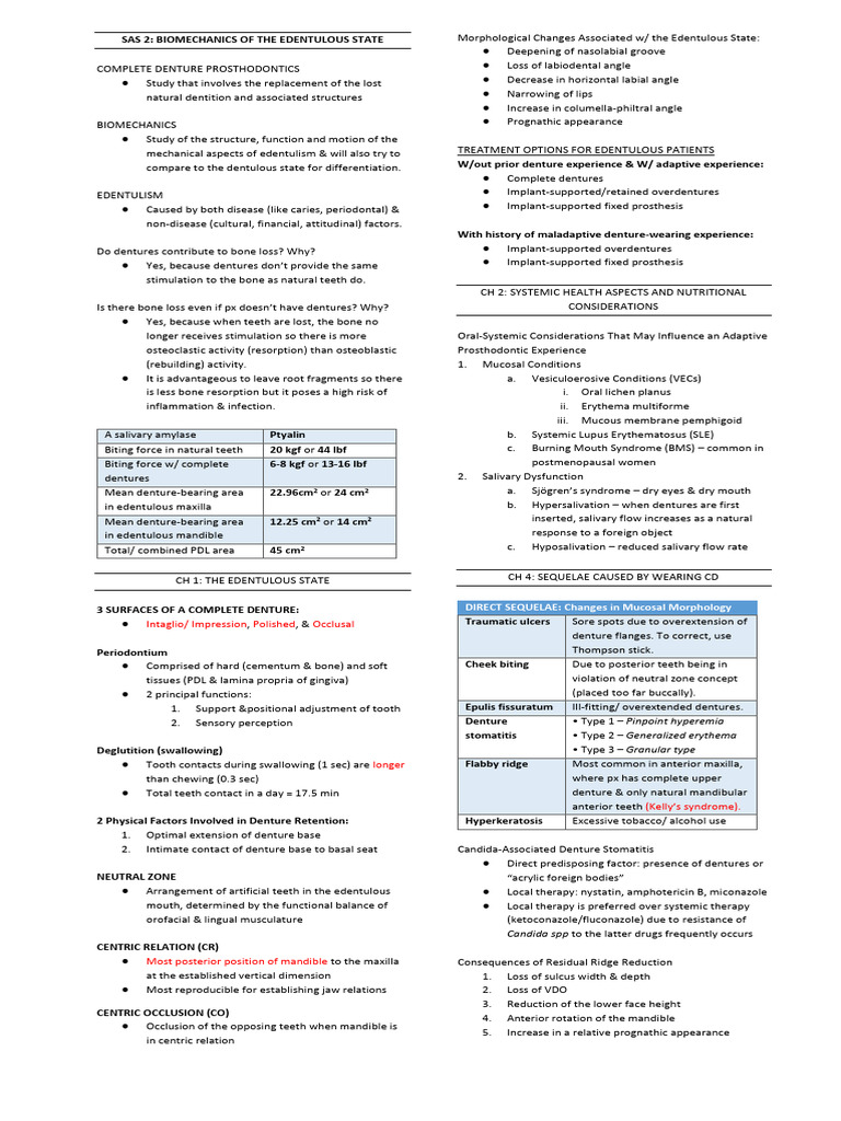 CD Lec Notes | PDF | Dentures | Medical Specialties