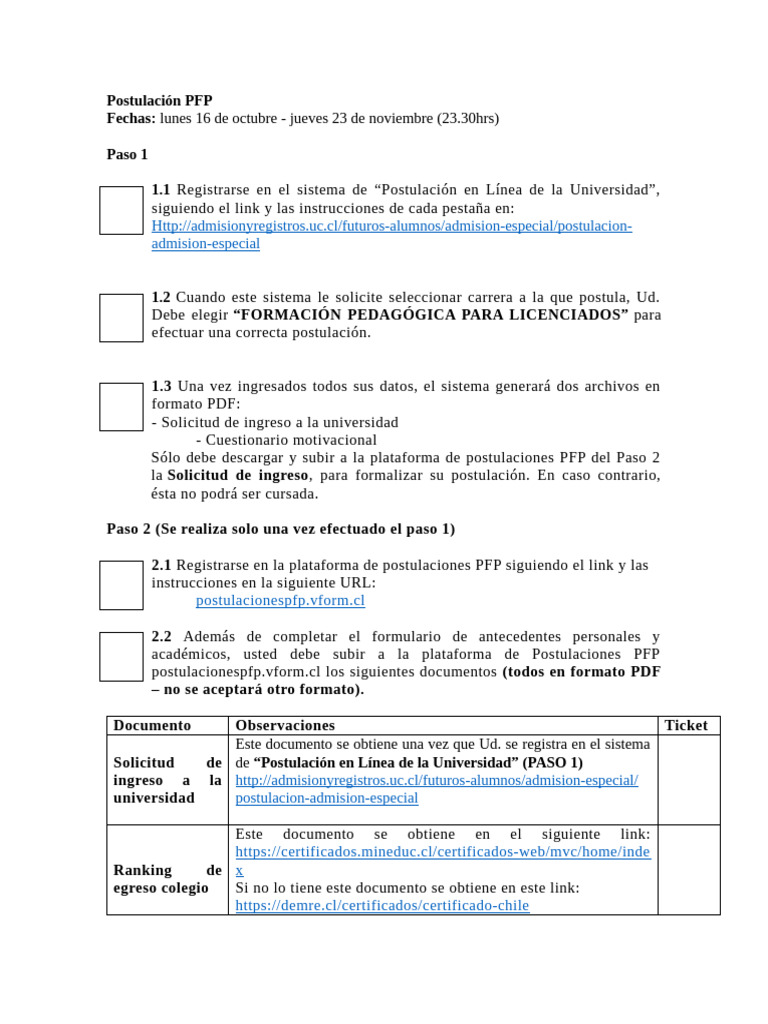 Copia de Postulación PFP | PDF | Titulo academico