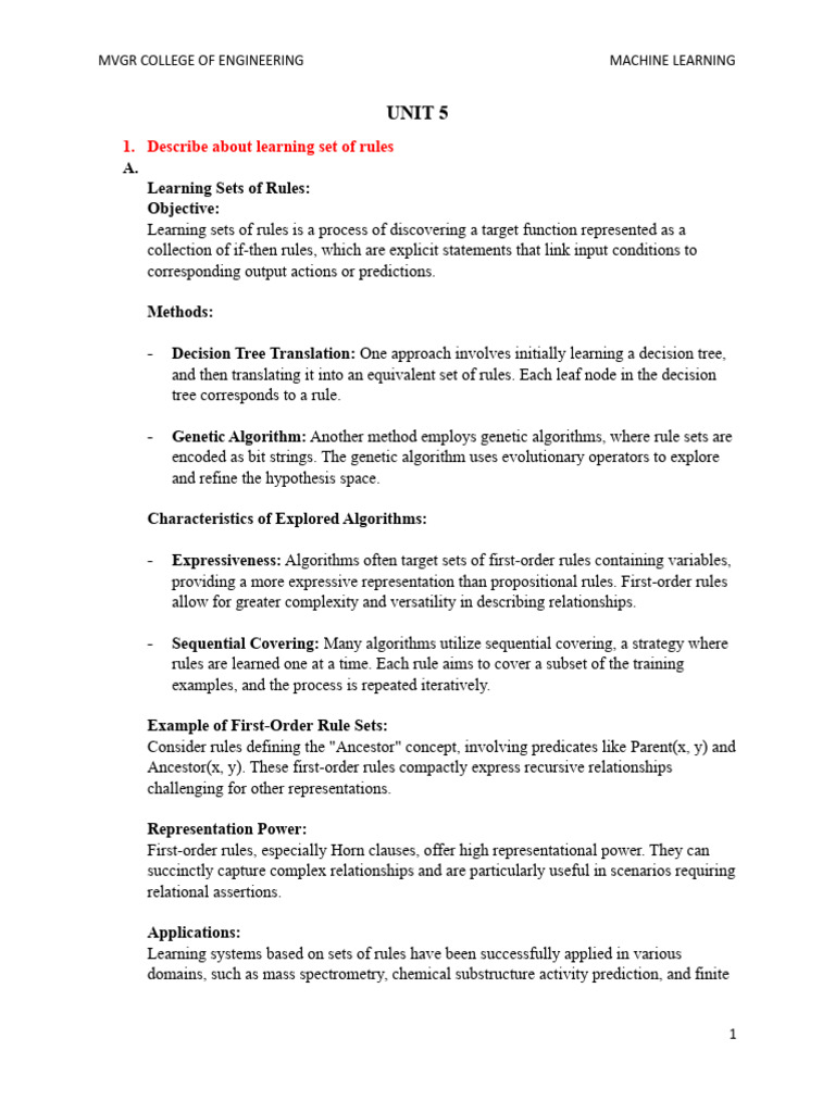 ML_UNIT 5 | PDF | First Order Logic | Theory