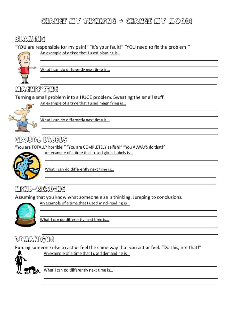 5 Thinking Errors Worksheet | PDF