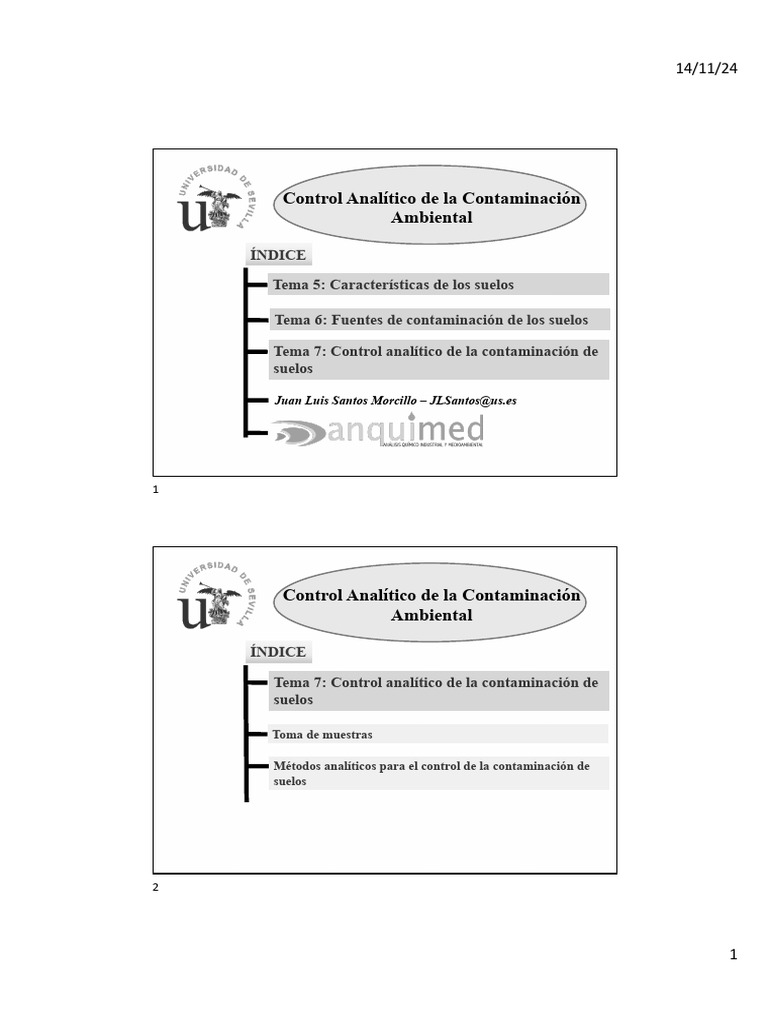 Tema 7. Control Analítico de La Contaminación de Suelos | PDF | Muestreo (Estadísticas ...