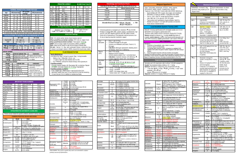 Pediatric Anesthesia and ICU Guidelines | PDF | Intravenous Therapy ...