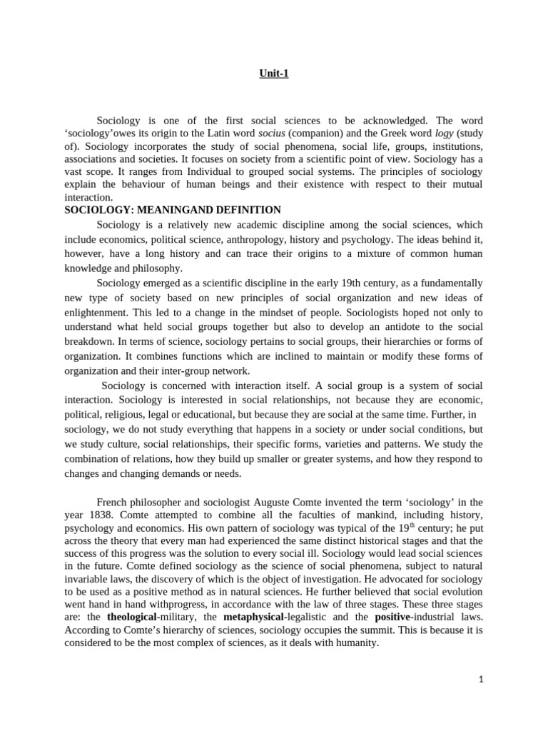 unit-1 prin,soc 2023 | PDF | Sociology | Social Sciences