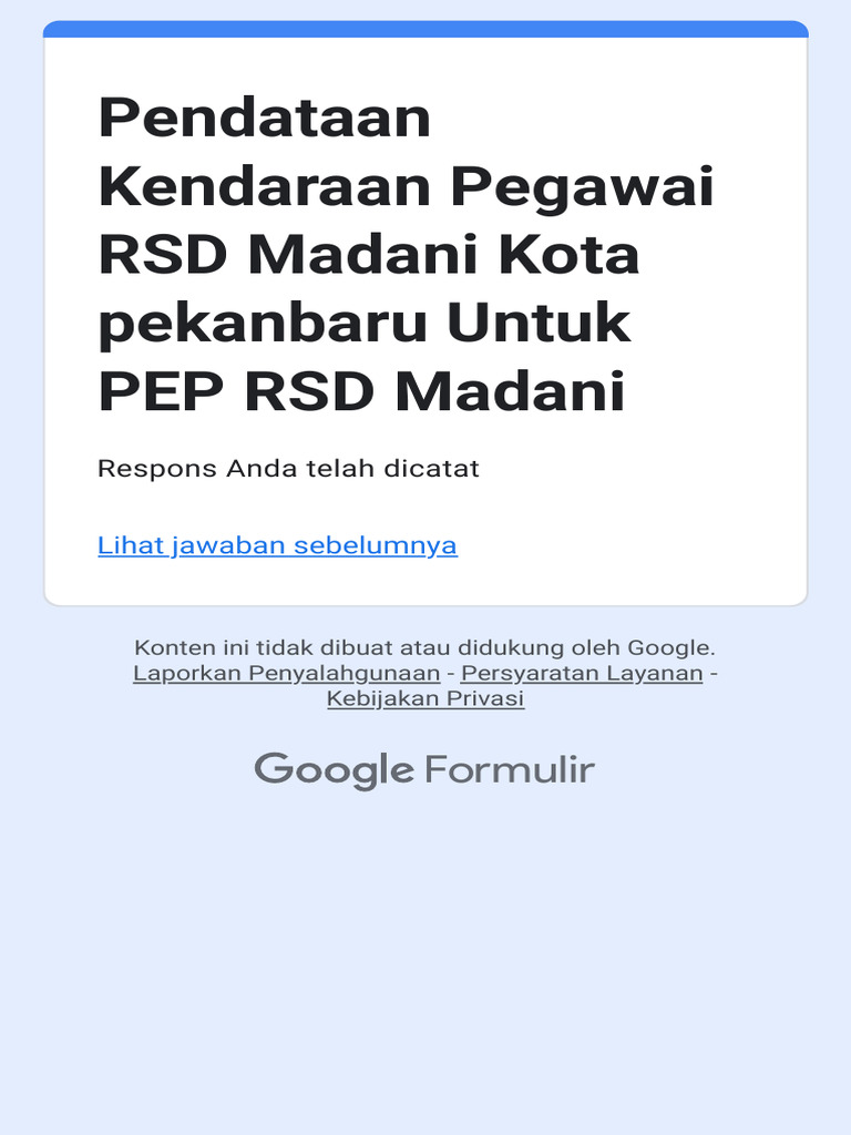 Pendataan Kendaraan Pegawai RSD Madani Kota Pekanbaru Untuk PEP RSD Madani | PDF