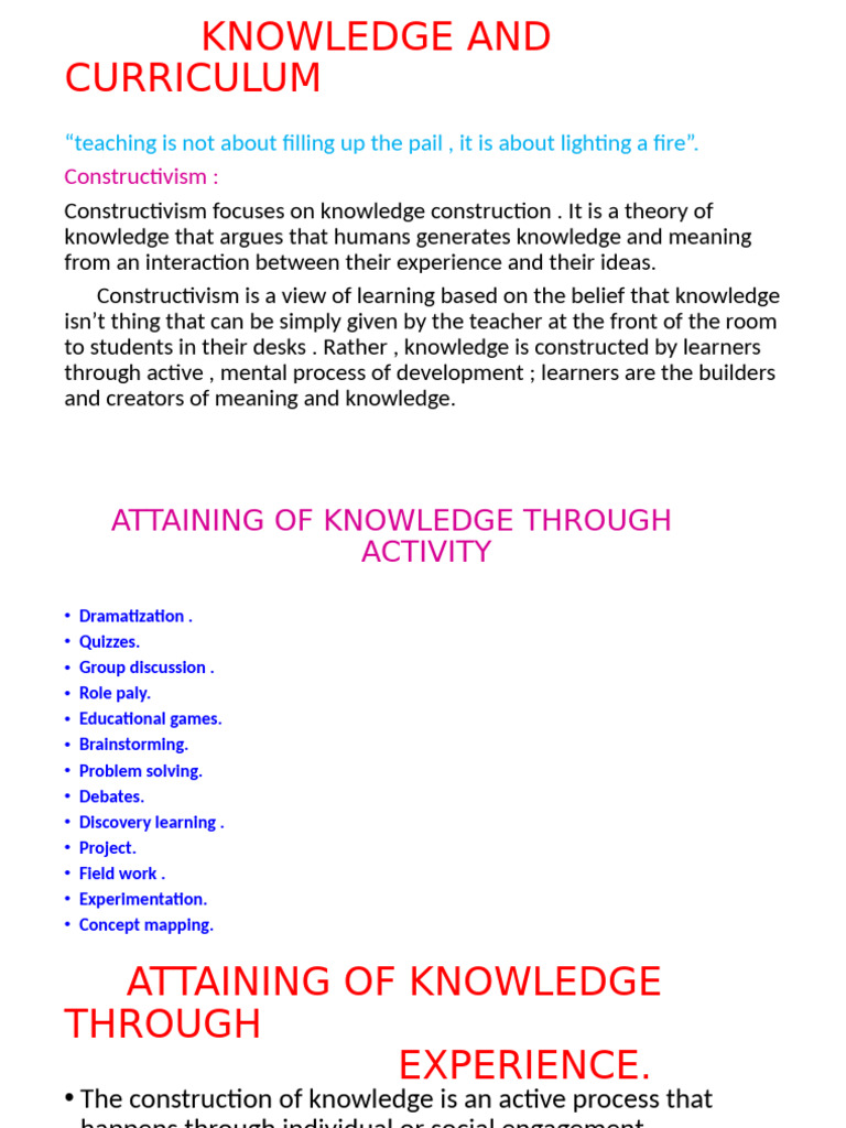 KNOWLEDGE AND CURRICULUM | PDF | Constructivism (Philosophy Of Education) | Knowledge