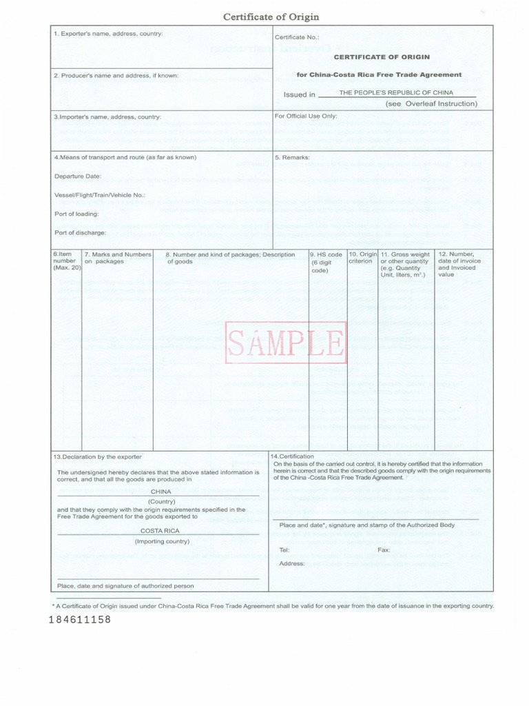 Certificate of Origin Gacc Sample | PDF