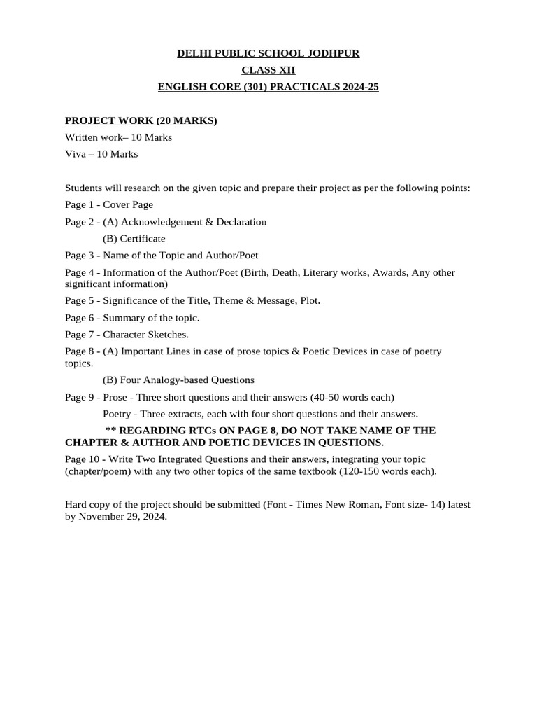 ENGLISH PRACTICAL 2024 -25 FINAL-1 | PDF