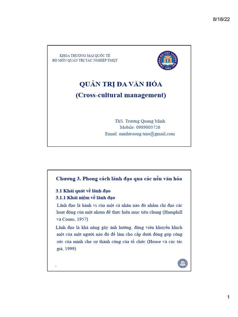 Chuong 3 - Quan Tri Da Van Hoa | PDF