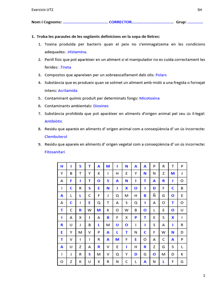 Exercicis UT2 - Cont Químics - Corrector | PDF
