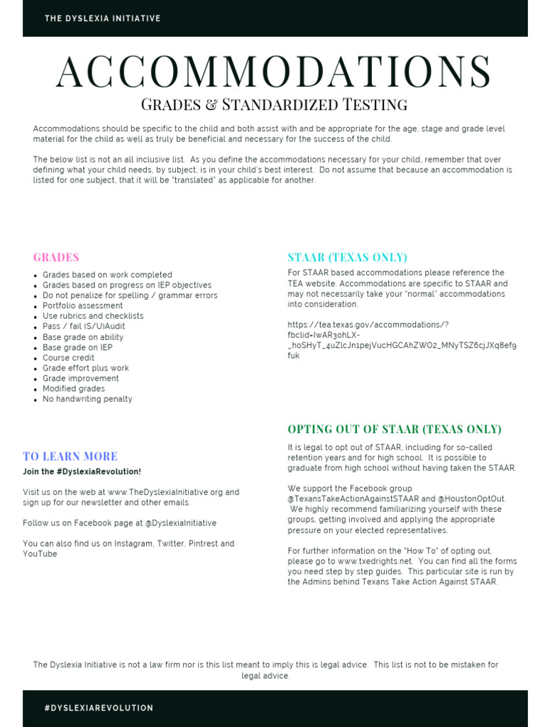 Accommodations: Grades & Standardized Testing | PDF | Individualized ...